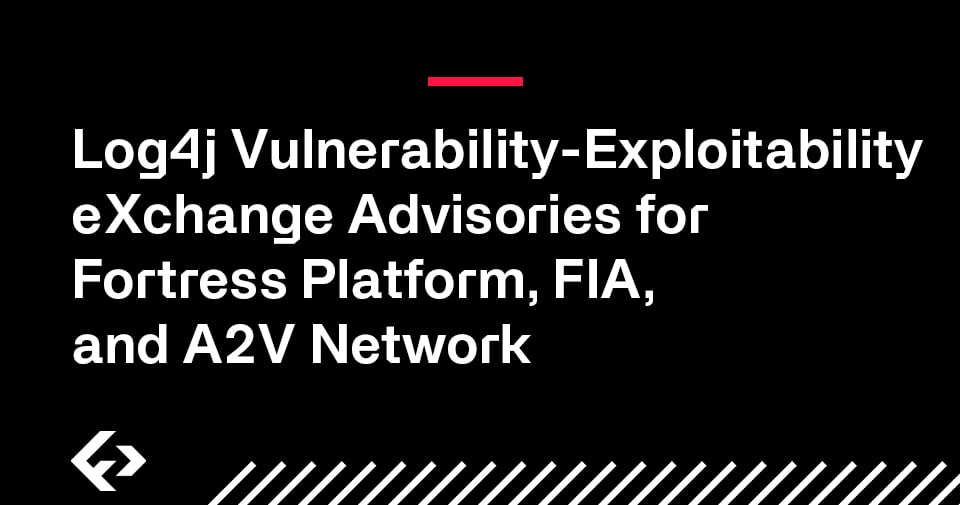 Log4j Vulnerability-Exploitability eXchange Advisories for Fortress Platform, FIA, and A2V Network